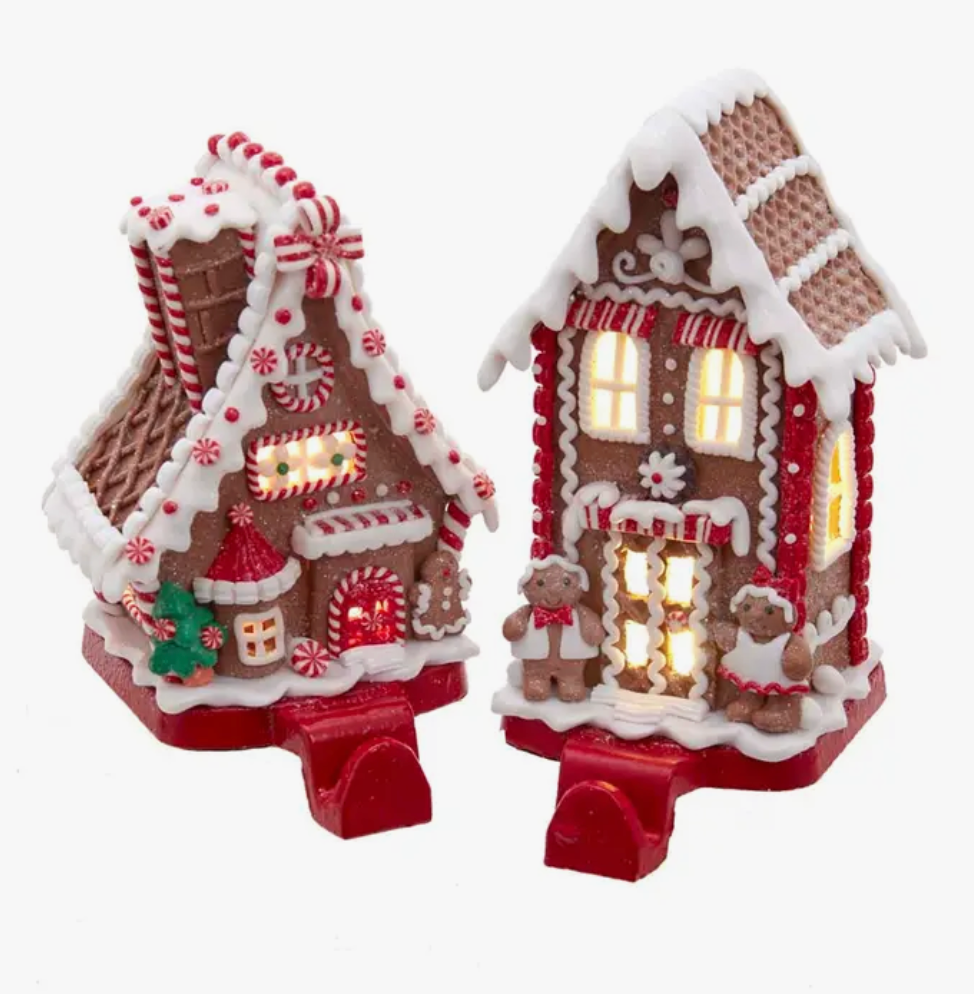 6-7"BATTERY OPERATED LED gingerbread stocking holder 2/A – THE PASTA MARKET