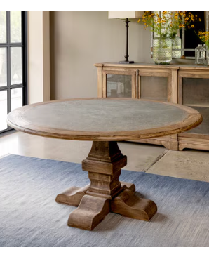 Aged Zinc Top Round Dining Table – THE PASTA MARKET